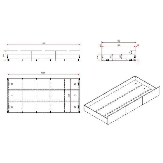 Voodialune sahtel Margrit 90x200 valge - Aatrium